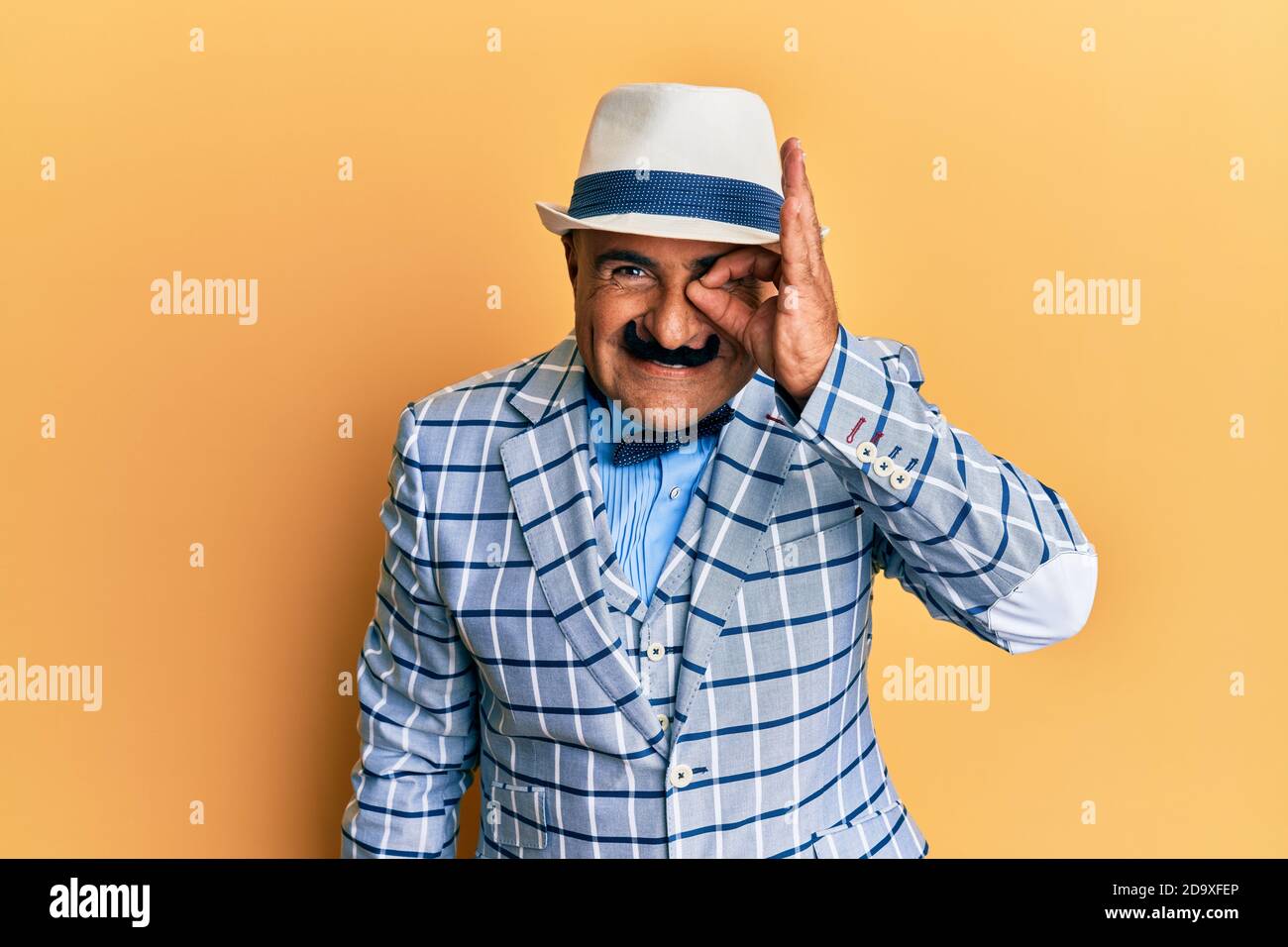 Mature middle east man with mustache wearing vintage and elegant ...