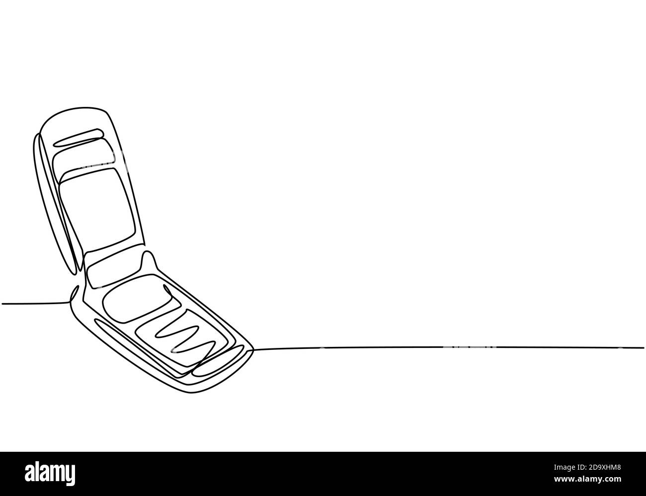 Single continuous line drawing old retro flip cellular phone. Vintage ...