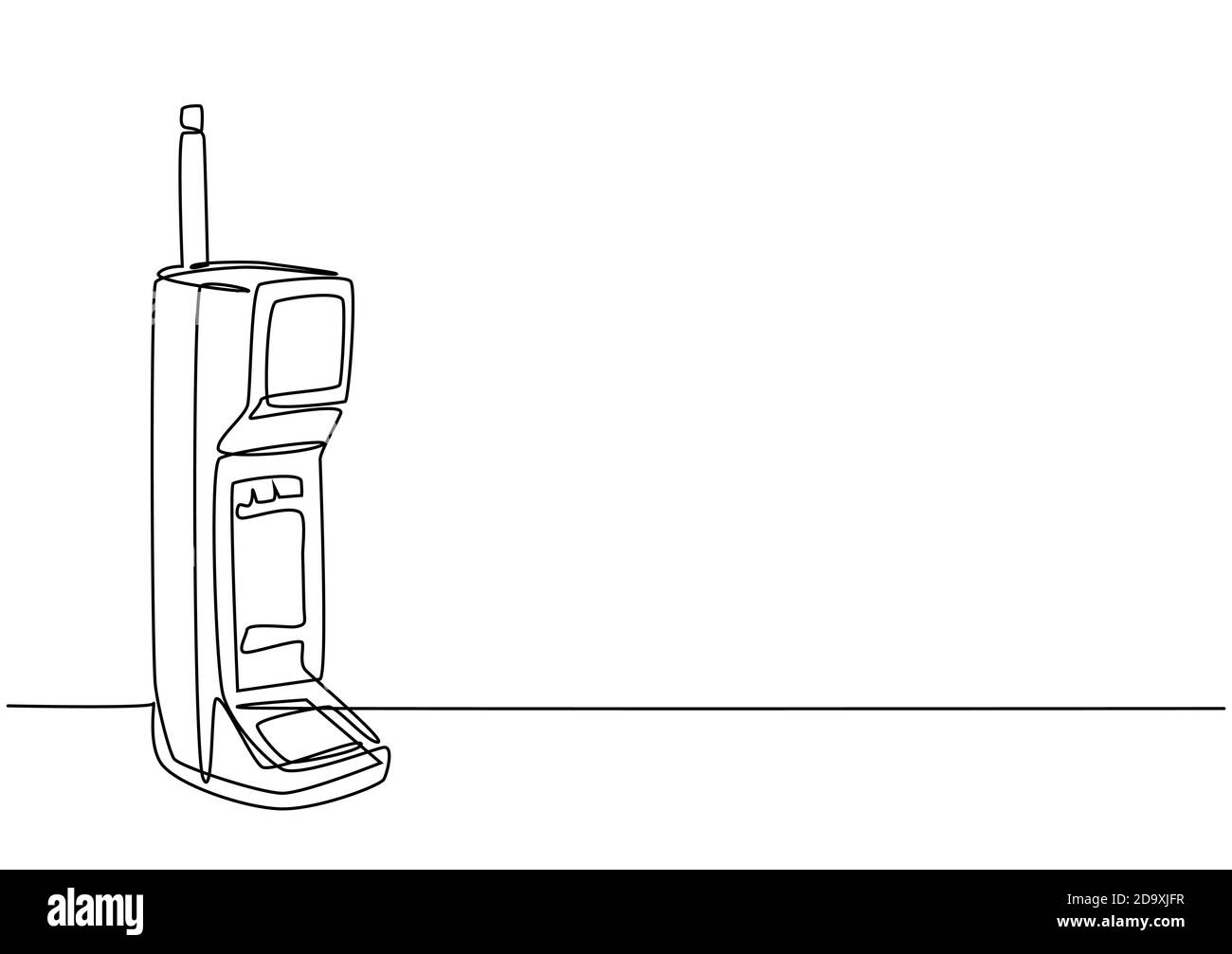 Single continuous line drawing of old retro cellular phone. Vintage ...