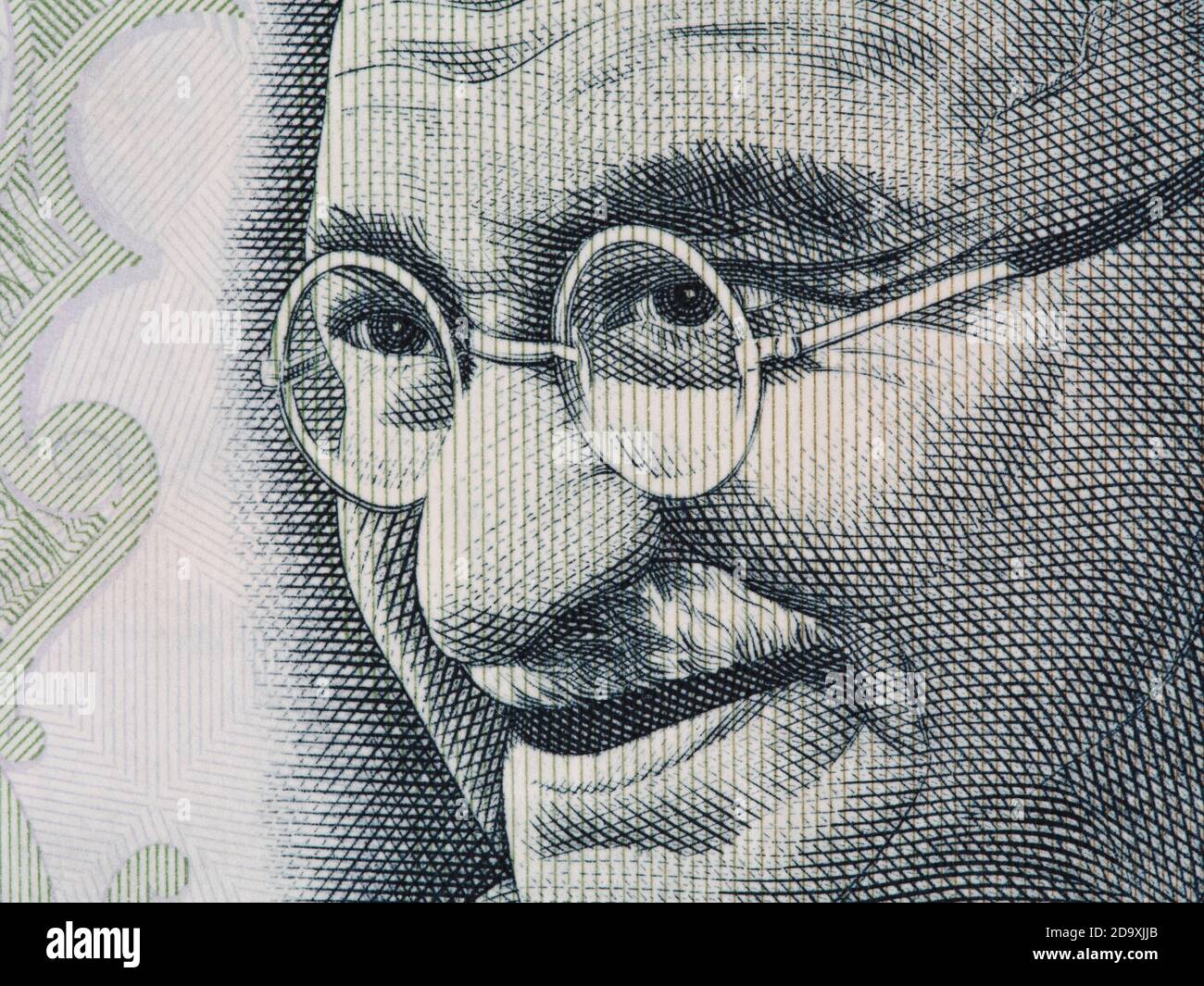 Mahatma Gandhi face on indian 100 rupee banknote extreme macro, India ...