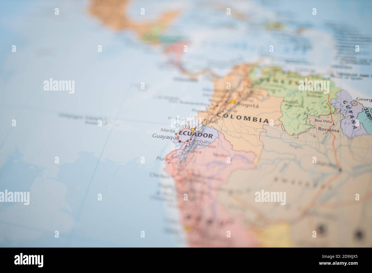 The Country of Ecuador on a Colorful and Blurry South America Map Stock ...