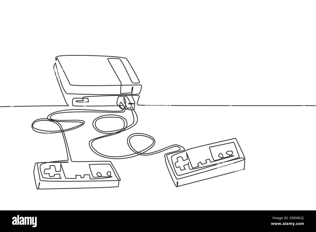 One continuous line drawing of retro old classic console video game ...