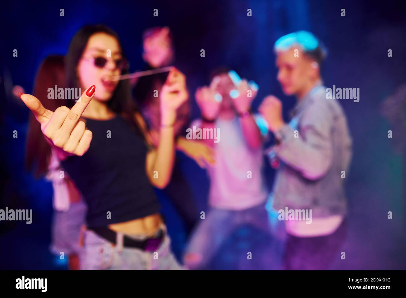 Middle finger girl hi-res stock photography and images - Alamy