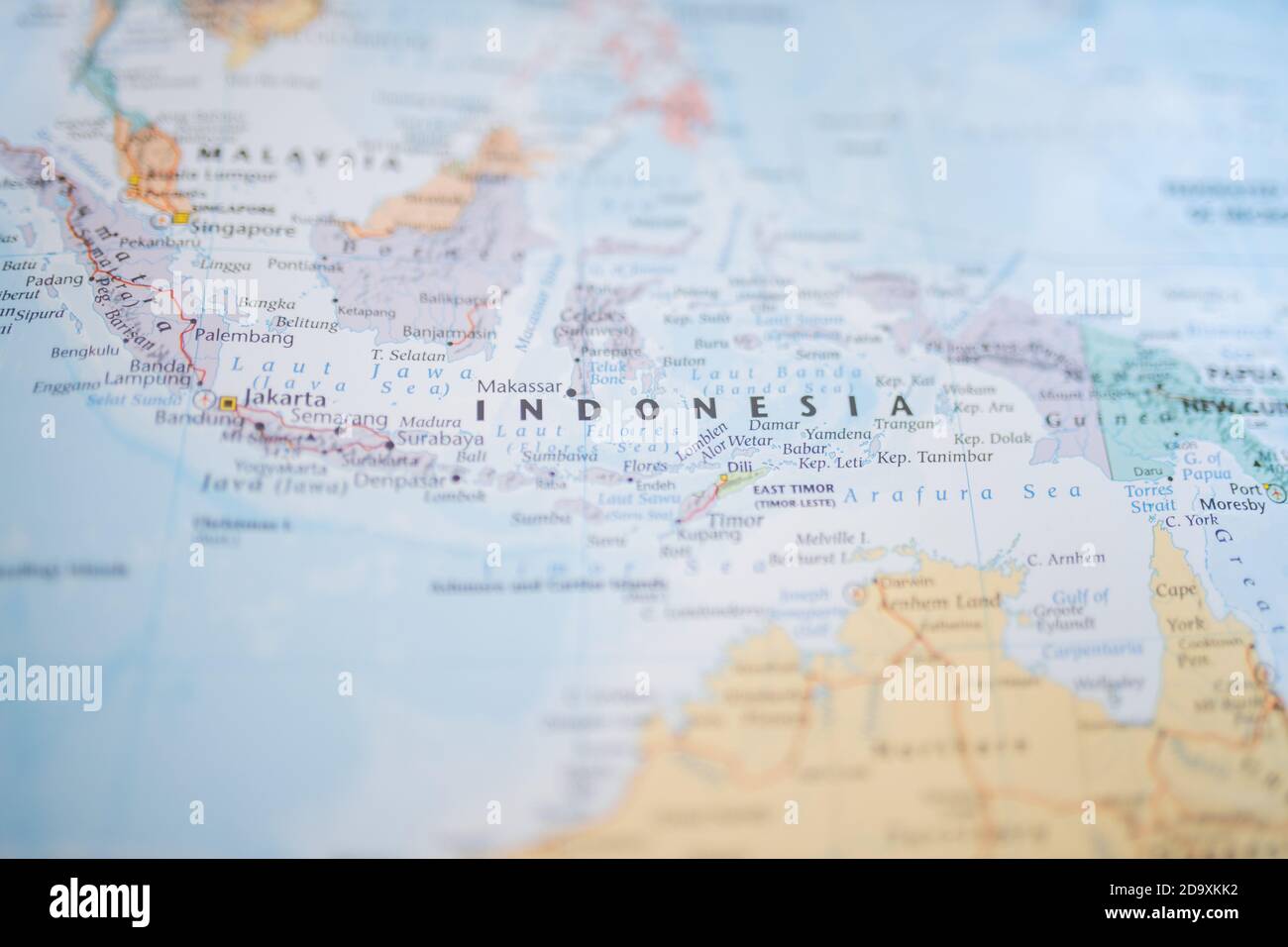 The Country of Indonesia on a Colorful and Blurry Southeast Asia Map ...