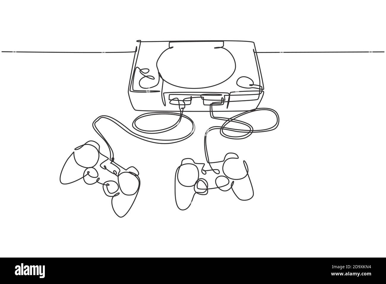 One continuous line drawing of retro old classic arcade video game ...