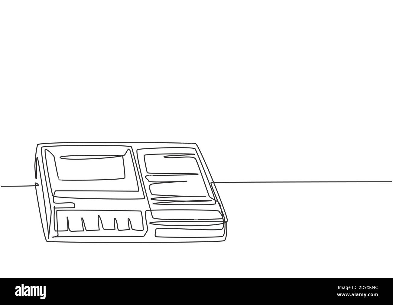 One continuous line drawing retro old classic analog portable tape ...