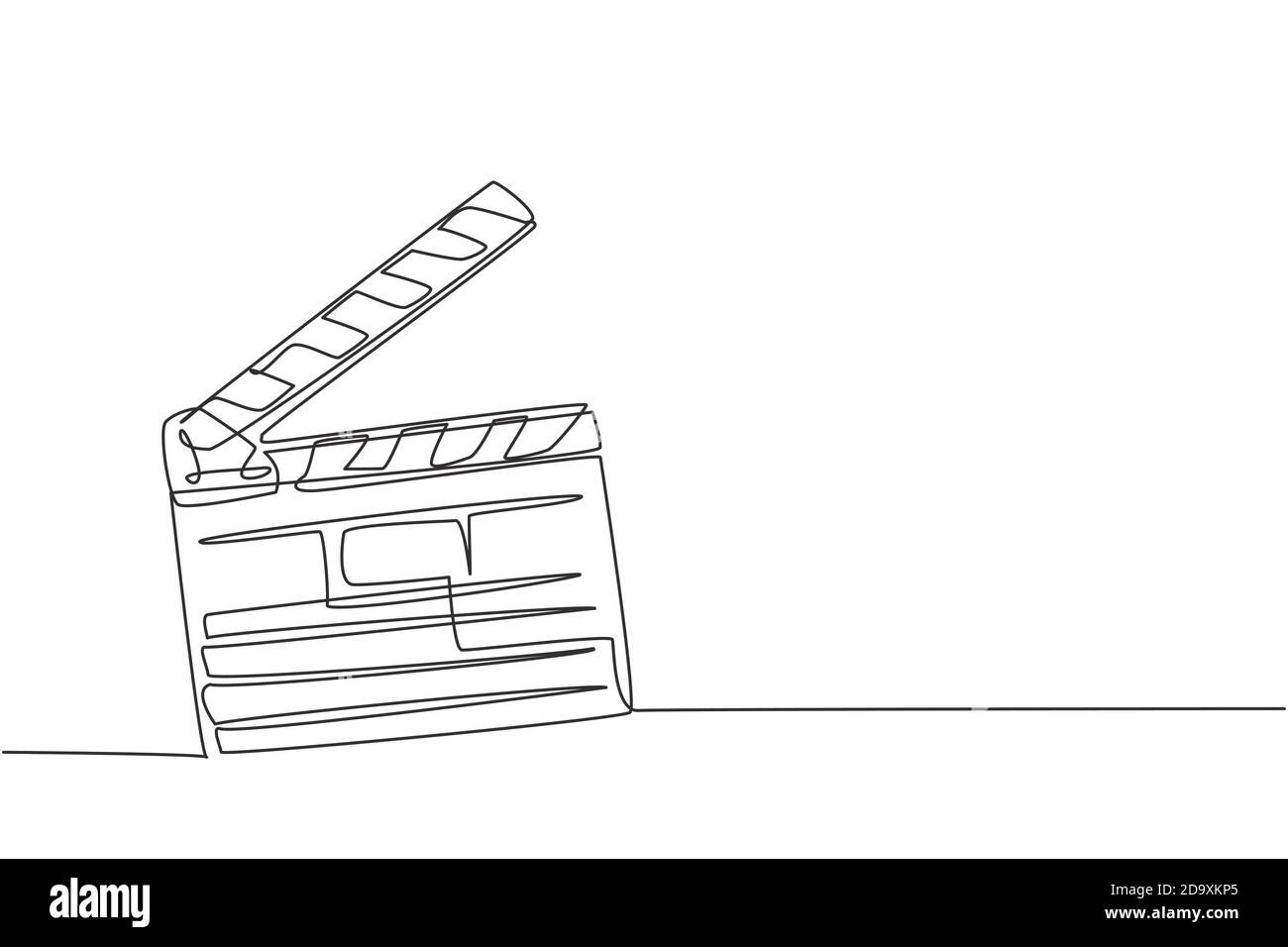 One single line drawing of retro old classic movie board clapper ...