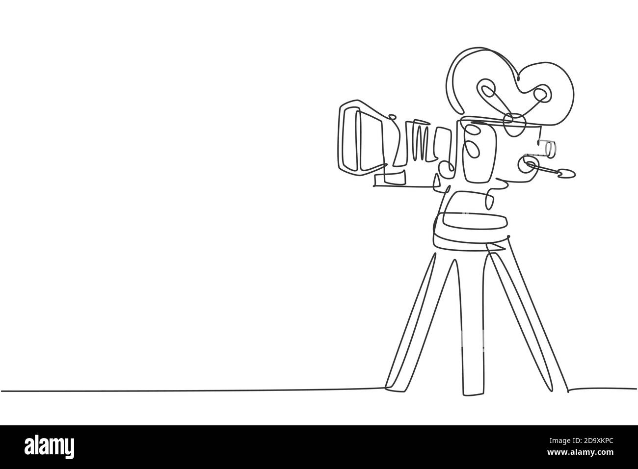 One continuous line drawing of retro old classic video recorder ...