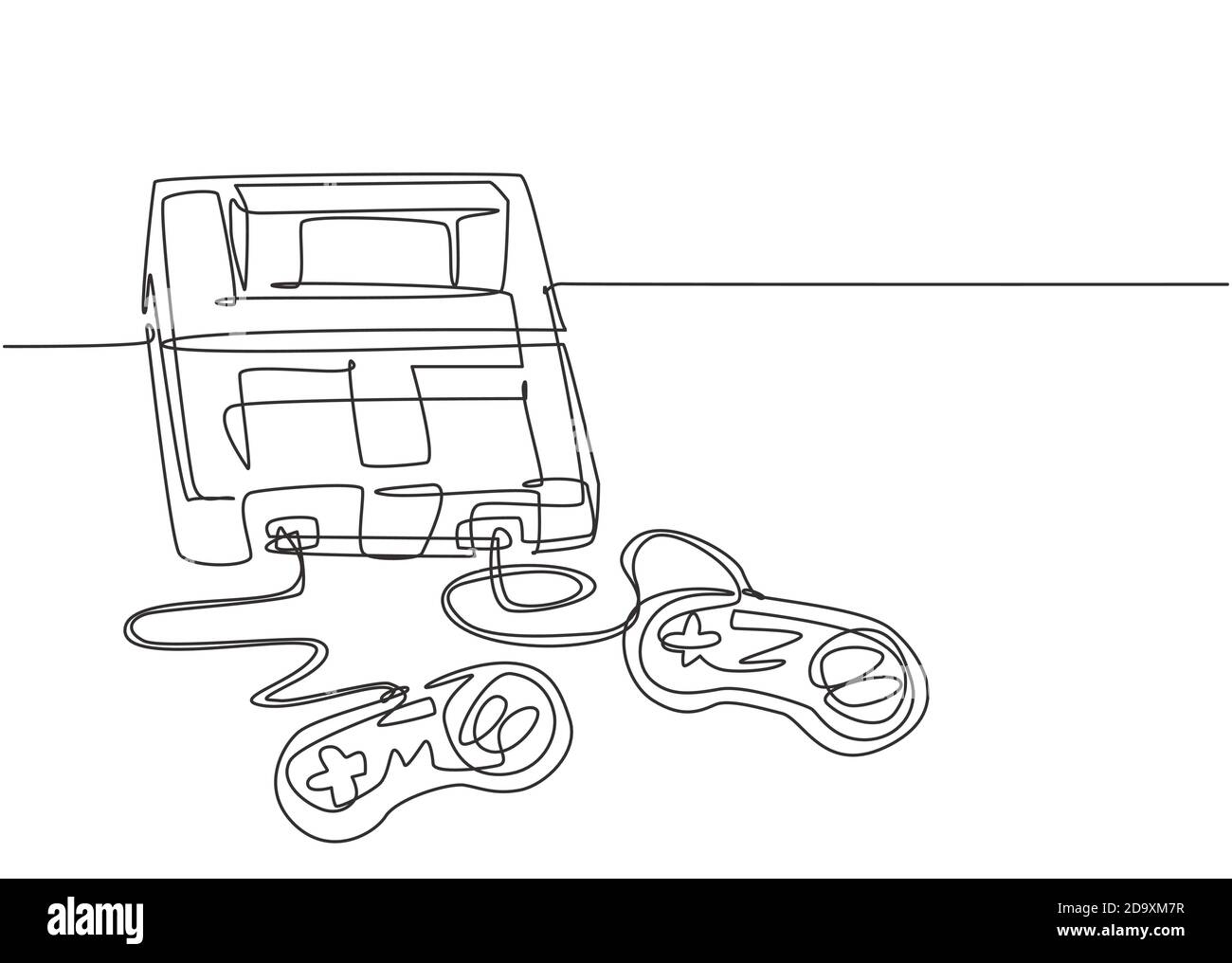 One continuous line drawing of retro old classic arcade video game ...