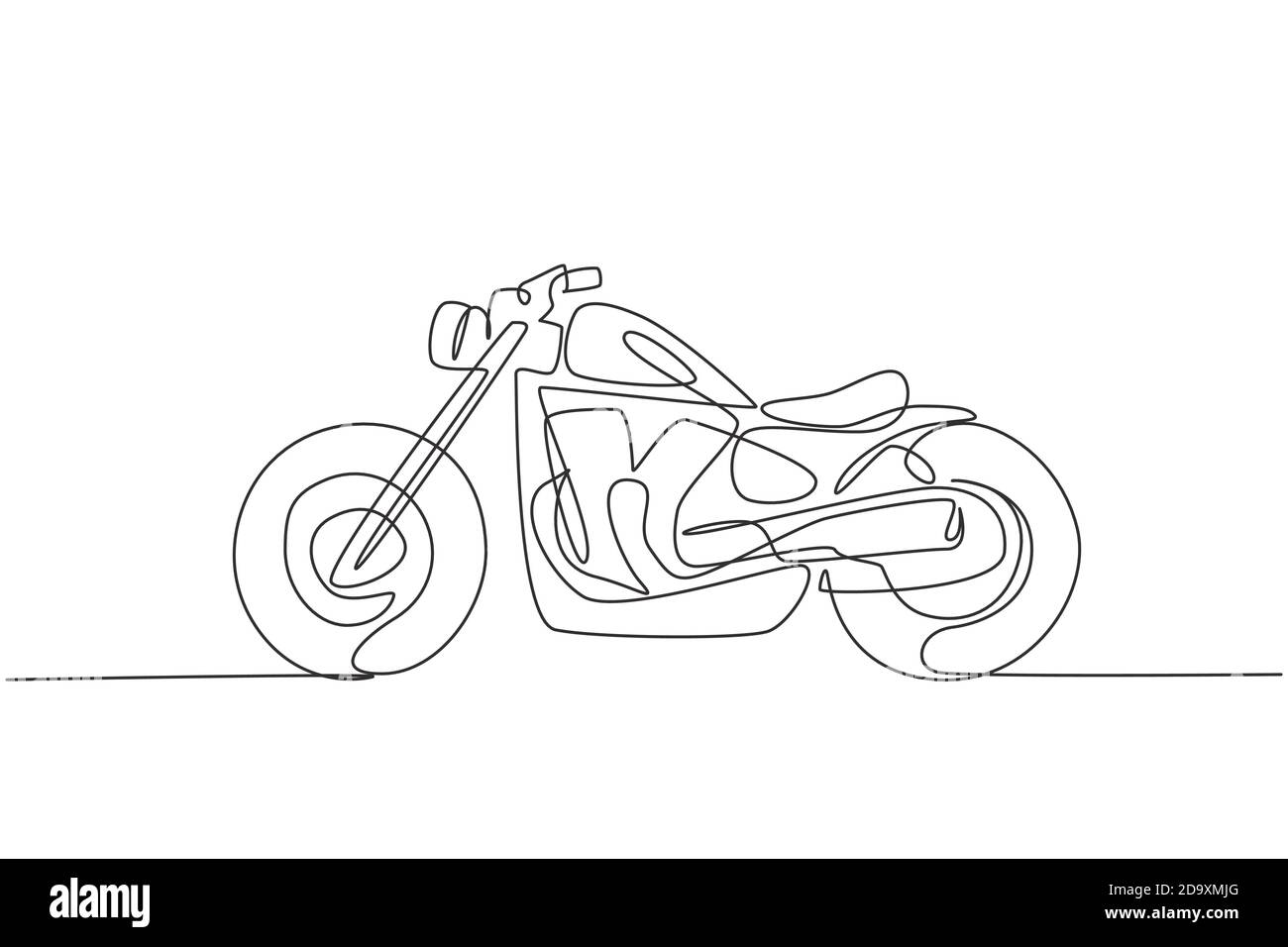 One continuous line drawing of retro old vintage motorcycle icon ...