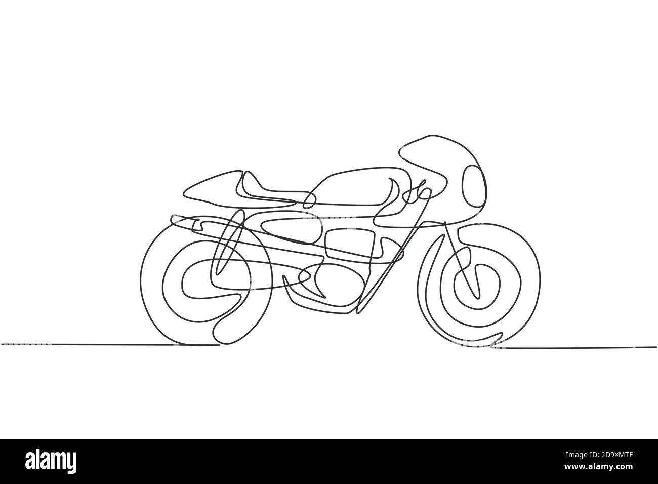 One single line drawing of old retro vintage motorcycle. Vintage ...