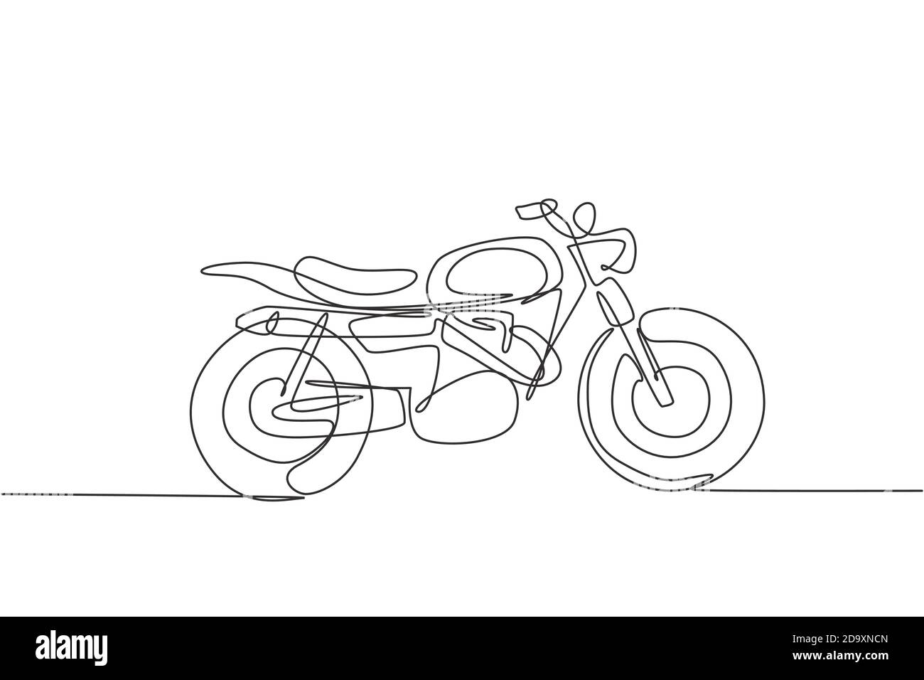 One continuous line drawing of retro old vintage motorcycle icon ...