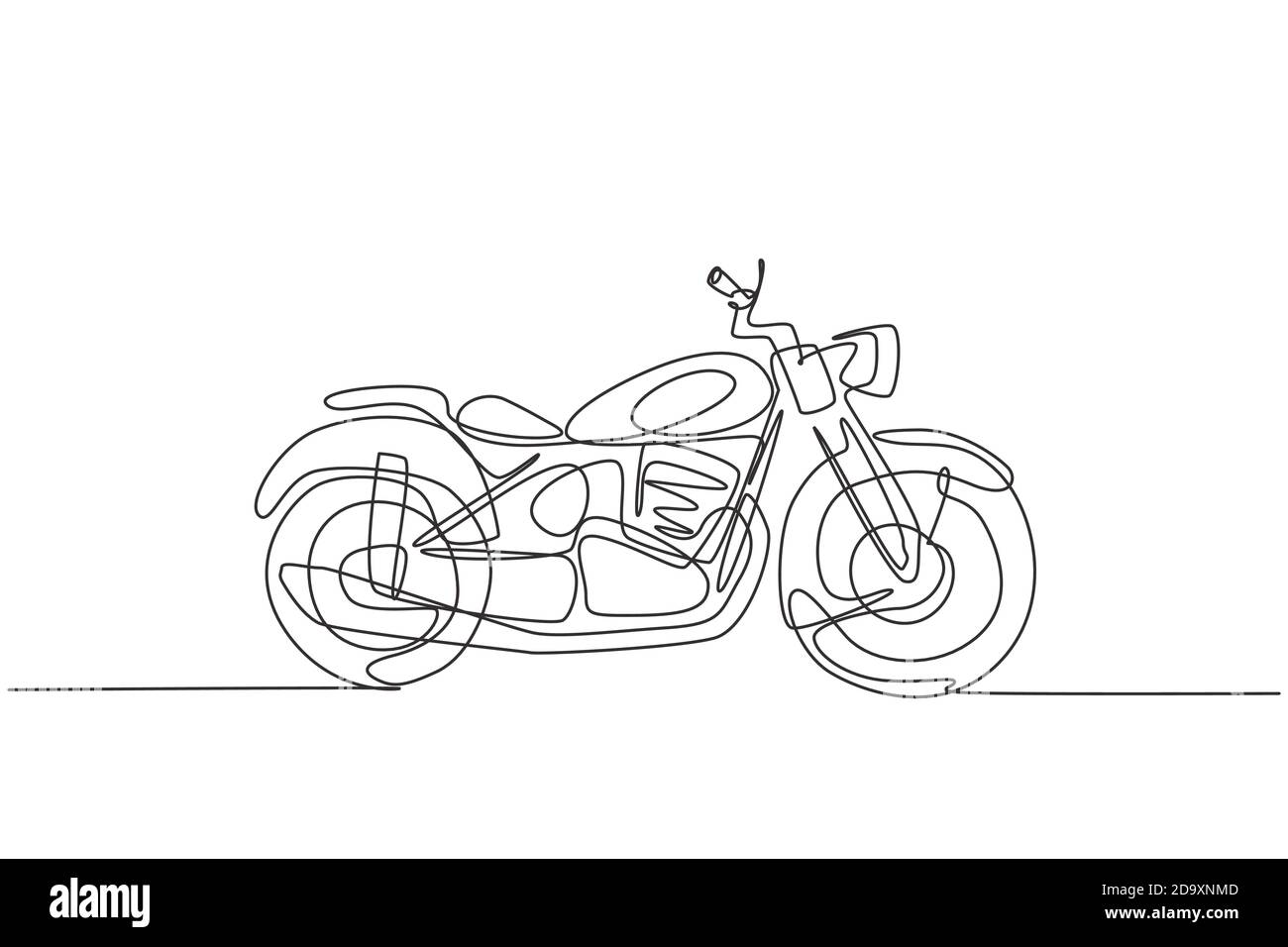 Single continuous line drawing of old classic vintage chopper ...