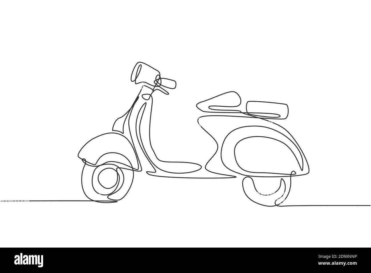 One single line drawing of old retro vintage urban motorcycle. Vintage ...