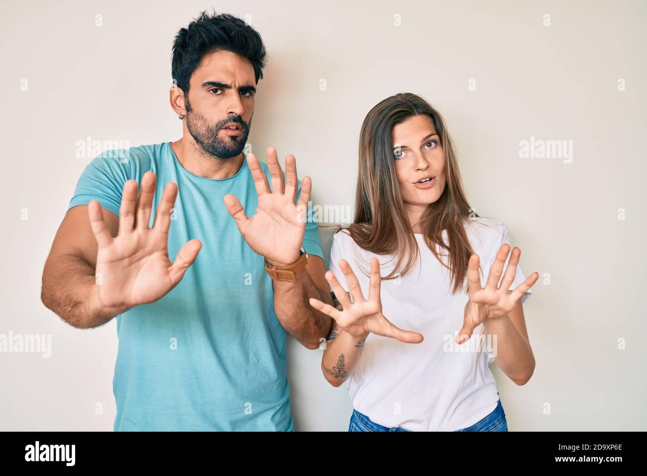 Beautiful young couple of boyfriend and girlfriend together moving away ...