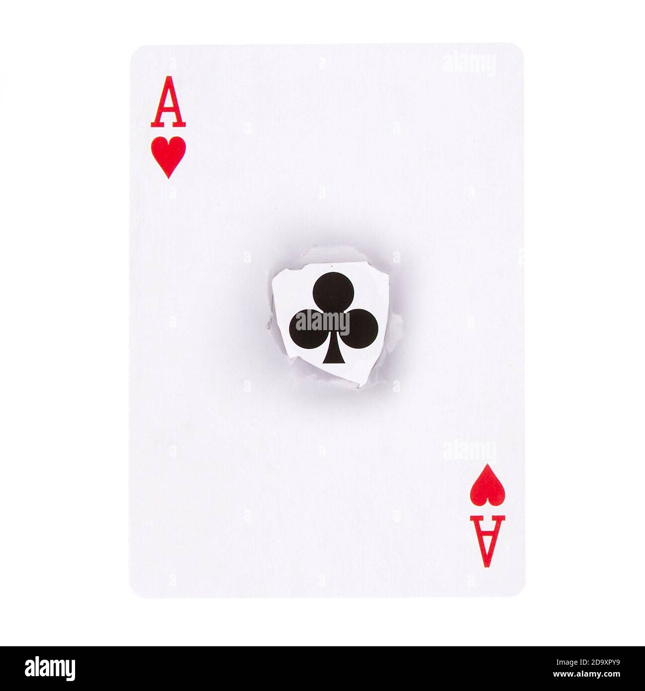 Ace of hearts card with a ripped part in the middle releveling ace of ...