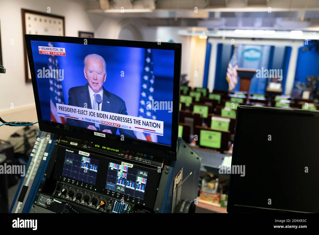 United States President-elect Joe Biden addresses the nation as seen on ...