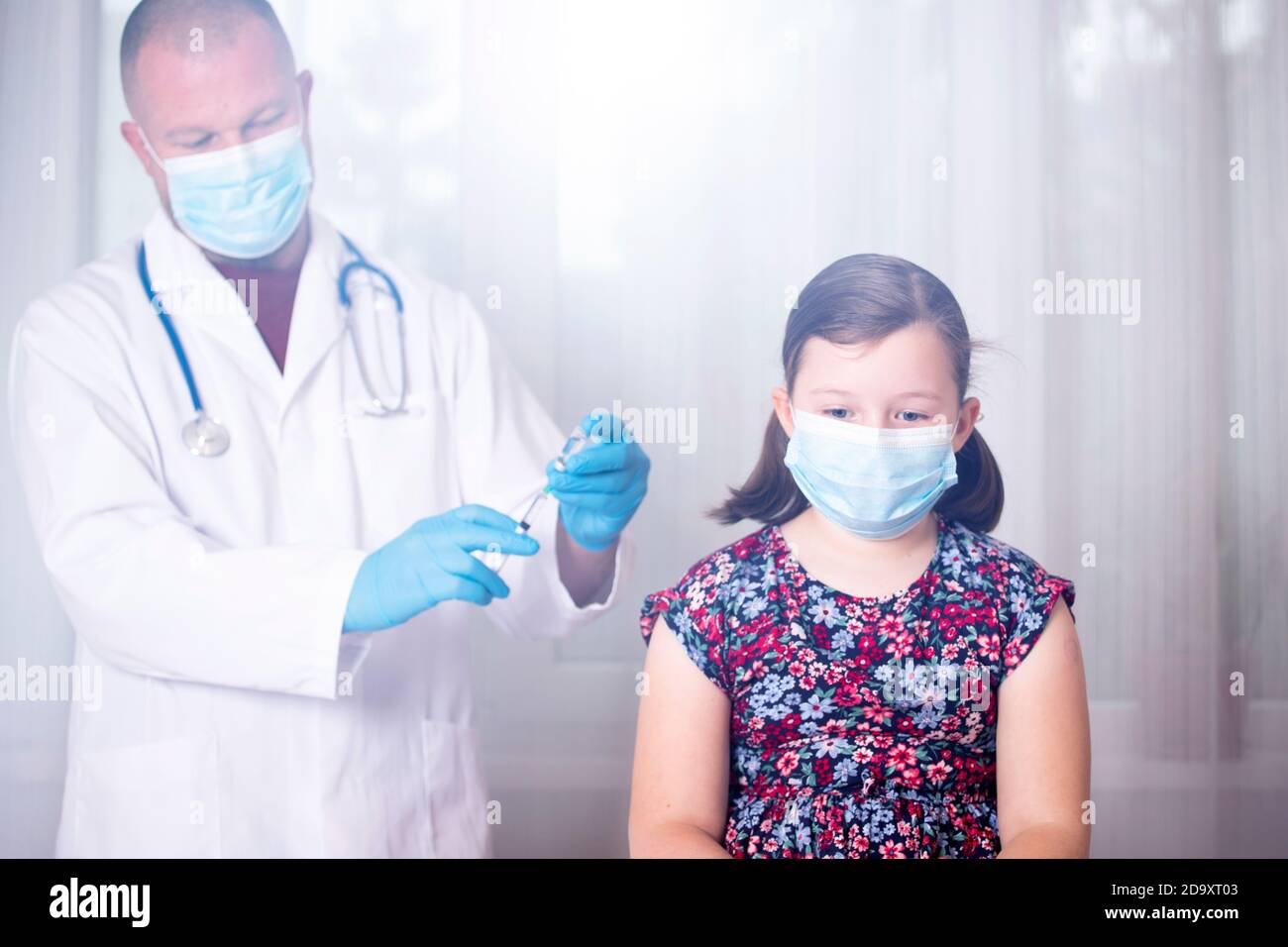 Children vaccinating immunization concept. Doctor injecting vaccination ...
