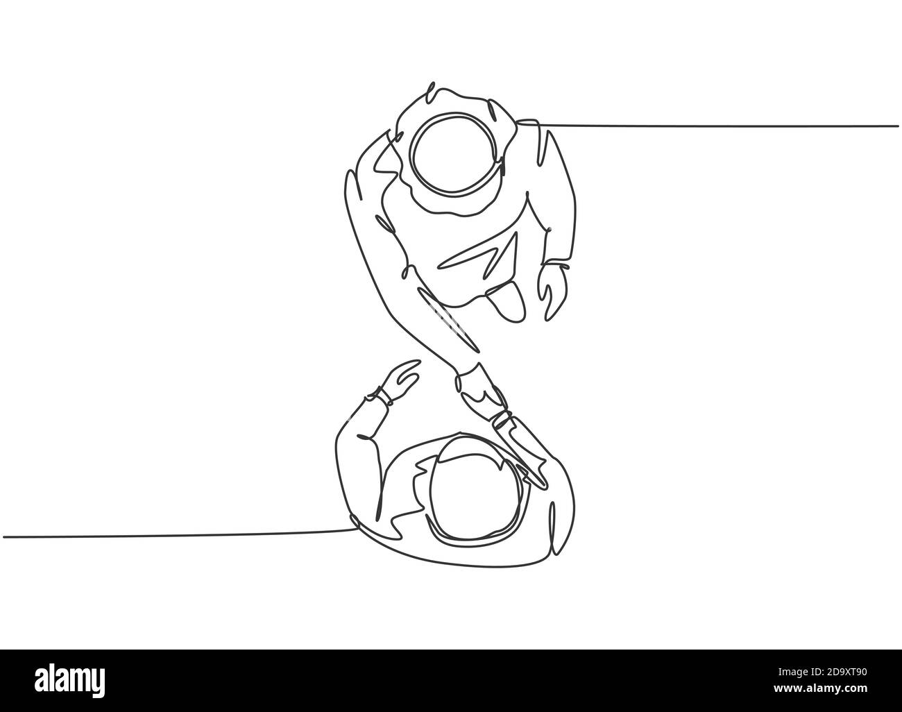 Single continuous line drawing of young muslim business man shake hand ...