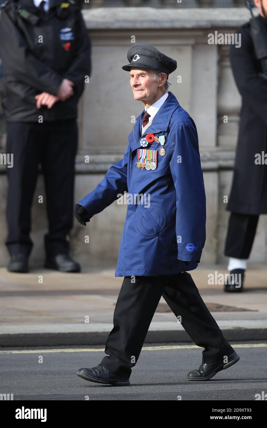 D-Day veteran John Aitchison, 96, during the Remembrance Sunday service ...