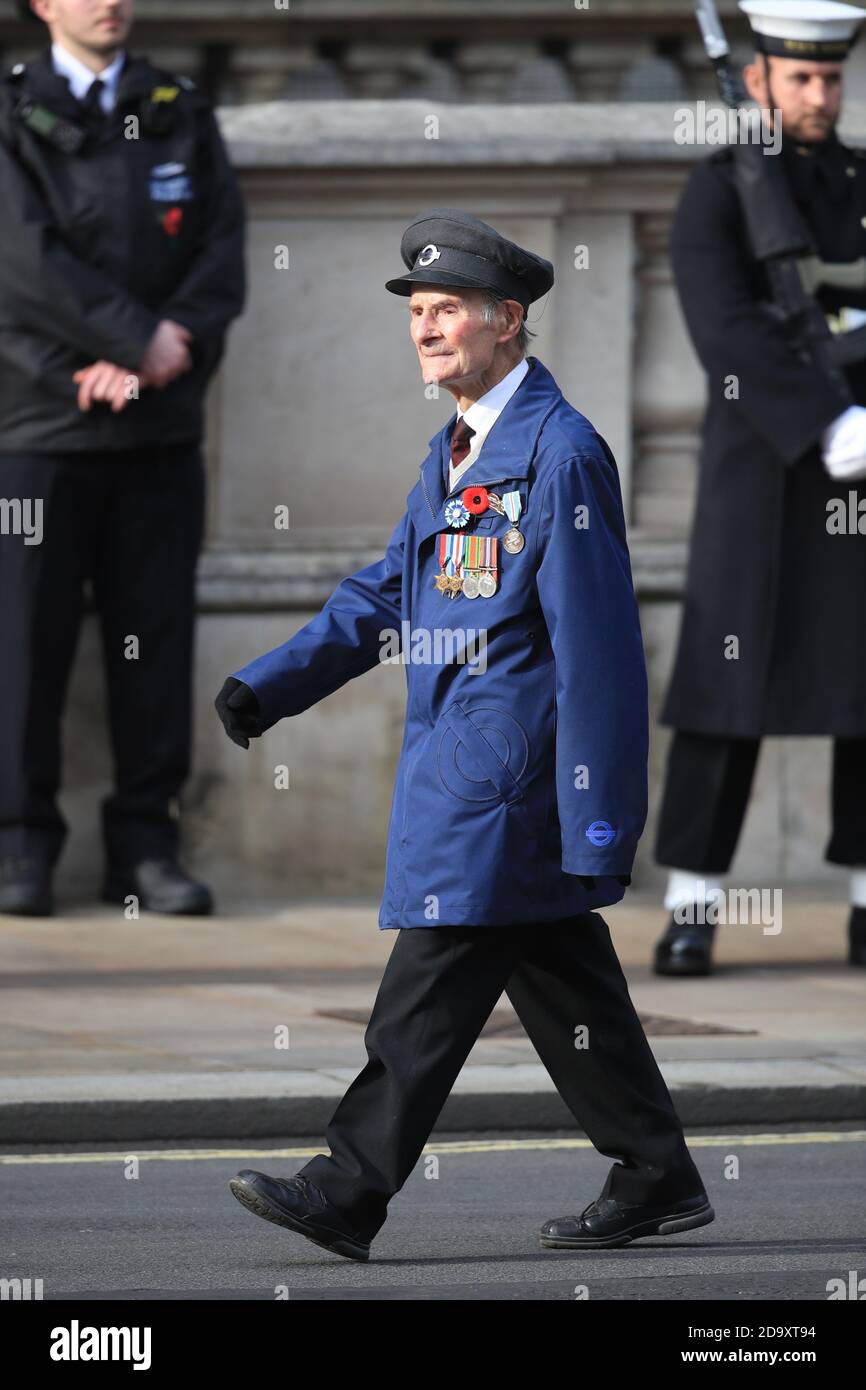 D-Day veteran John Aitchison, 96, during the Remembrance Sunday service ...