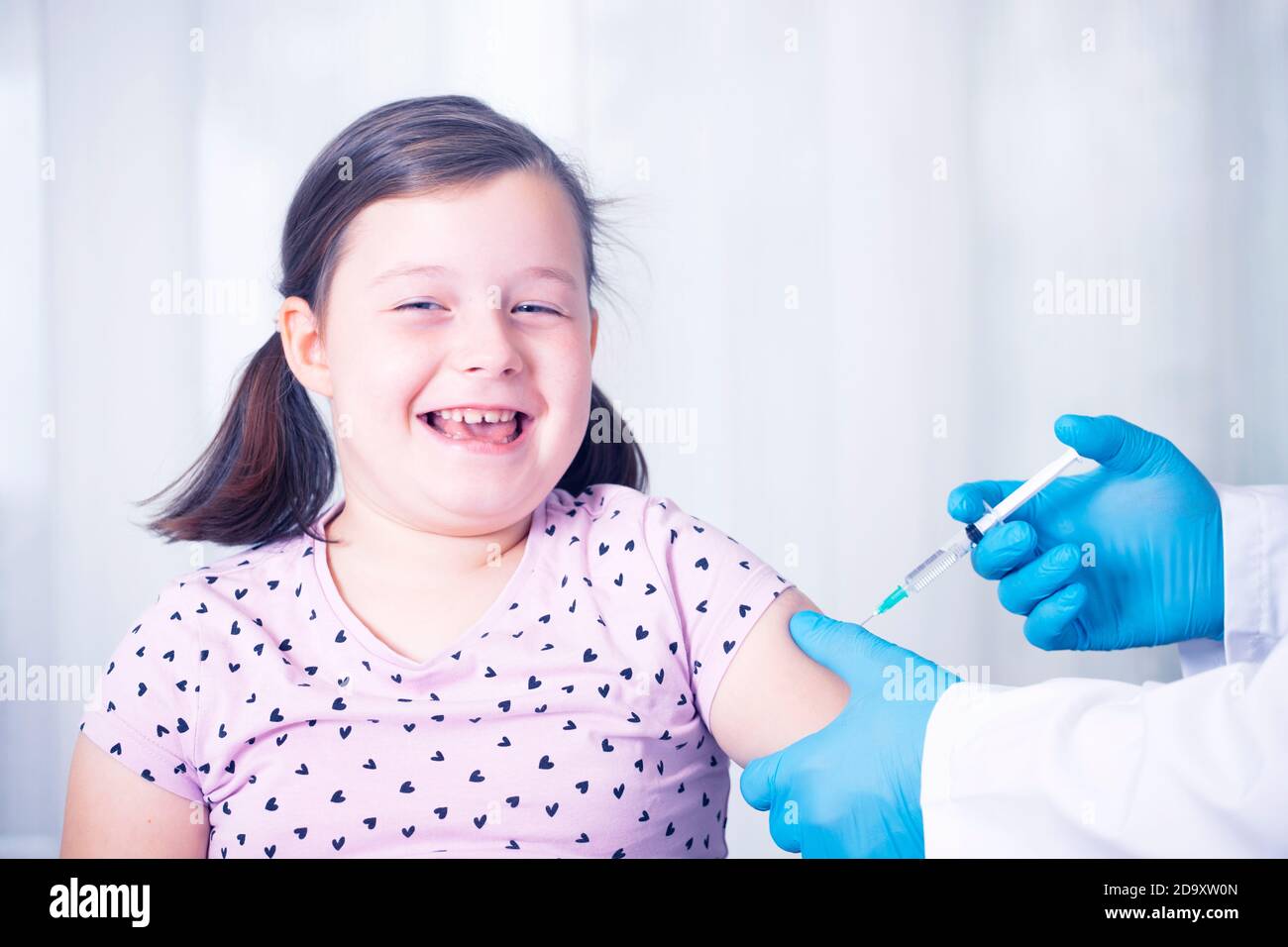 Children vaccinating immunization concept. Doctor injecting vaccination ...