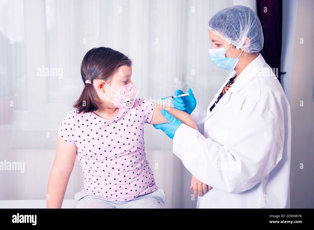 Children vaccinating immunization concept. Doctor injecting vaccination ...
