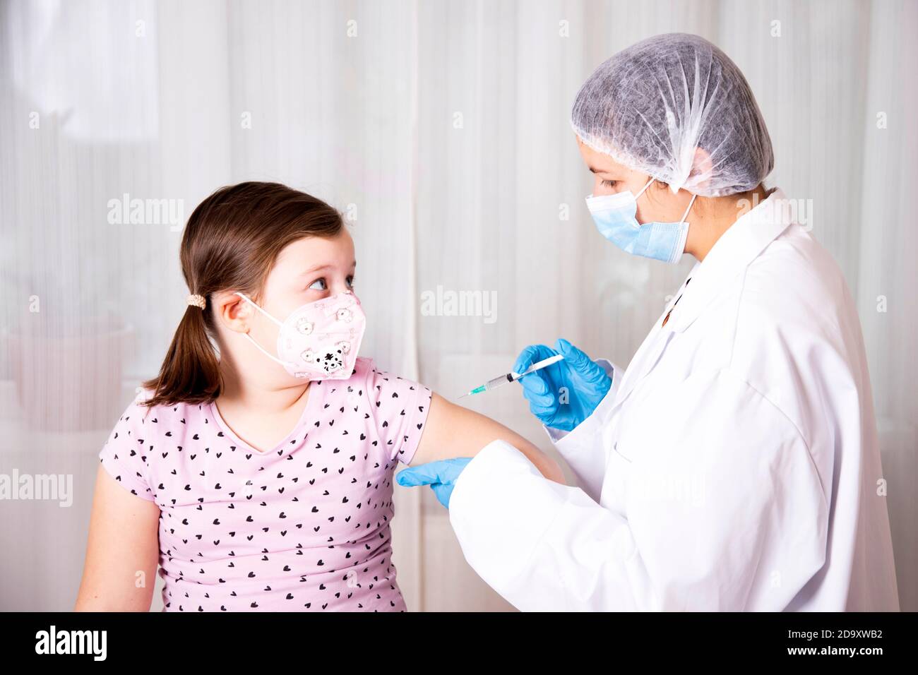 Children vaccinating immunization concept. Doctor injecting vaccination ...