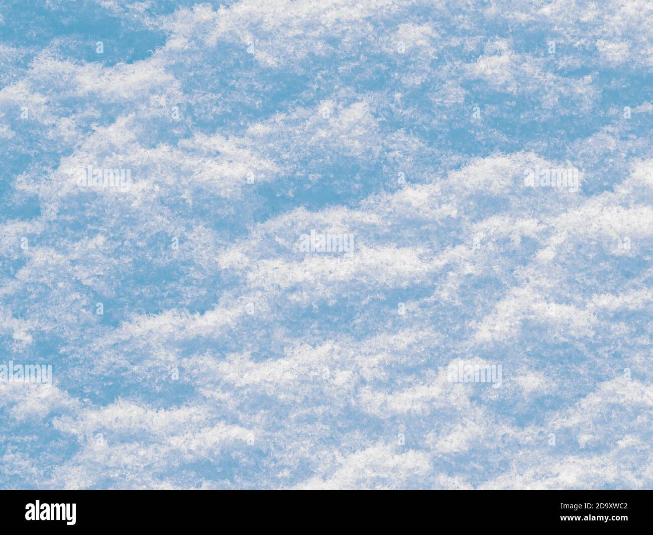 Fresh new snow after snowfall. Clear blue snow surface texture for ...