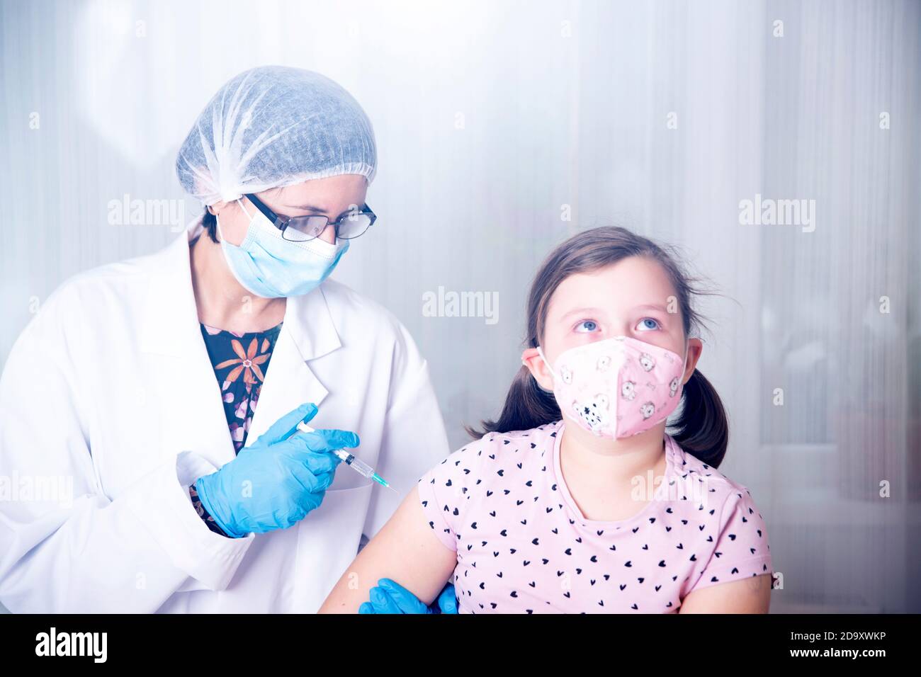 Children vaccinating immunization concept. Doctor injecting vaccination ...