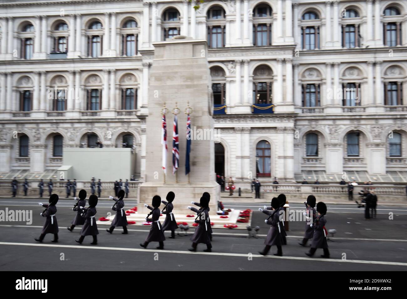 Members of the armed forces march past the Cenotaph during the ...
