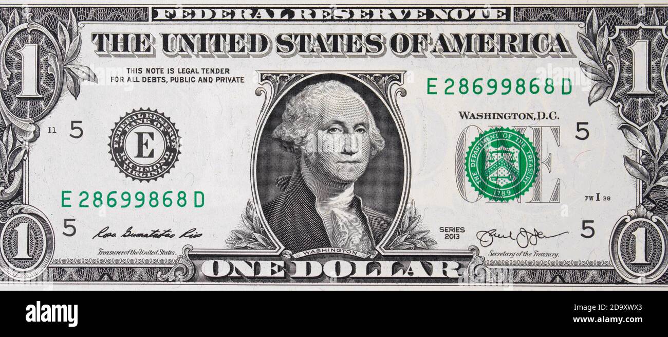 USA one dollar bill close up, United States of America money closeup ...