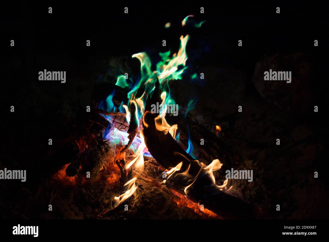 Colored Bonfire Flames in Australia Stock Photo - Alamy