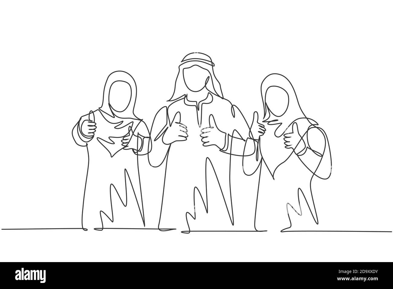 Single continuous line drawing of young muslim general manager with his ...