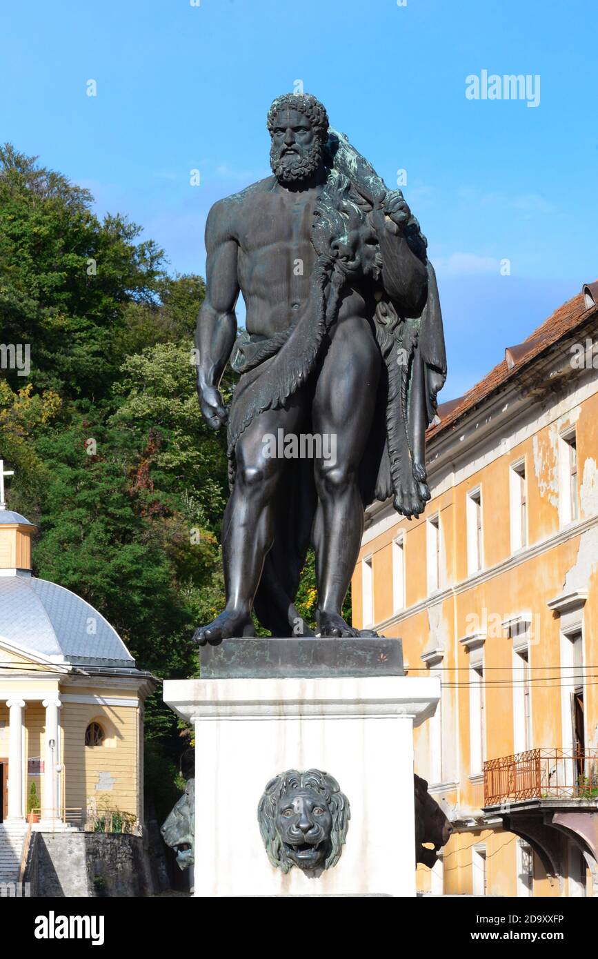 Baile Herculane city Romania Legendary Hercules statue monument Stock ...
