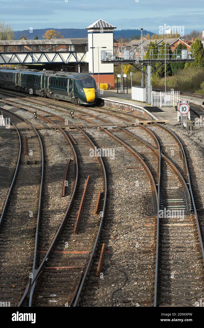 GWR train at Hereford railway station with track November 2020 Stock ...
