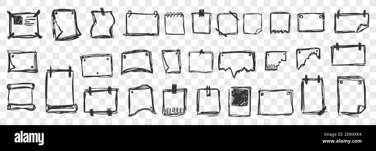 Hand drawn notepads doodle set Stock Vector Image & Art - Alamy