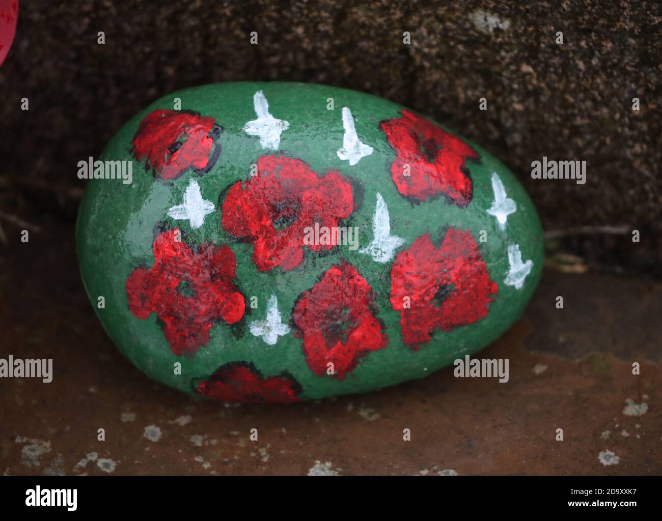 A painted stone sits at the Commando Memorial at Spean Bridge, near ...