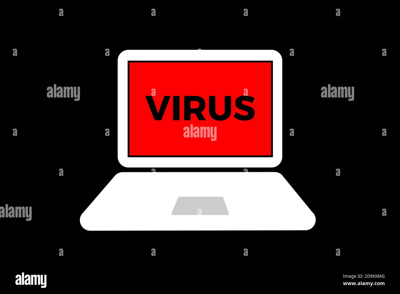 PC, computer and laptop with virus - warning and caution on the screen ...