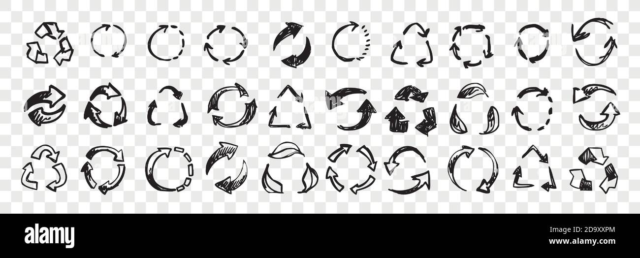 Hand drawn recycle symbol doodle set Stock Vector Image & Art - Alamy