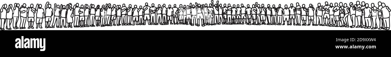 people standing in a row vector illustration sketch doodle hand drawn ...