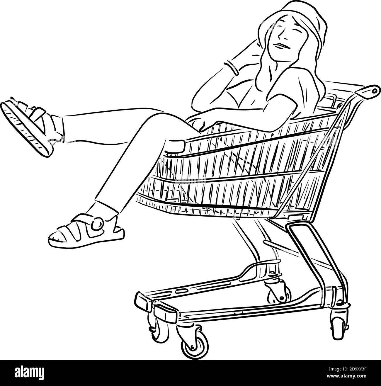 woman sitting on a cart vector illustration sketch doodle hand drawn ...