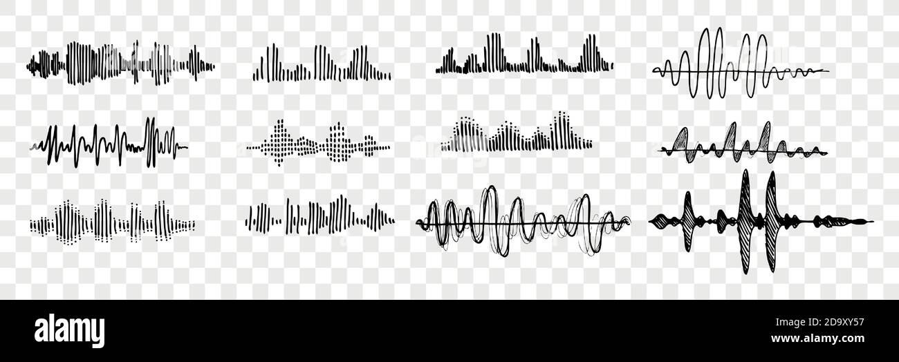 Hand drawn sound waves set collection Stock Vector Image & Art - Alamy