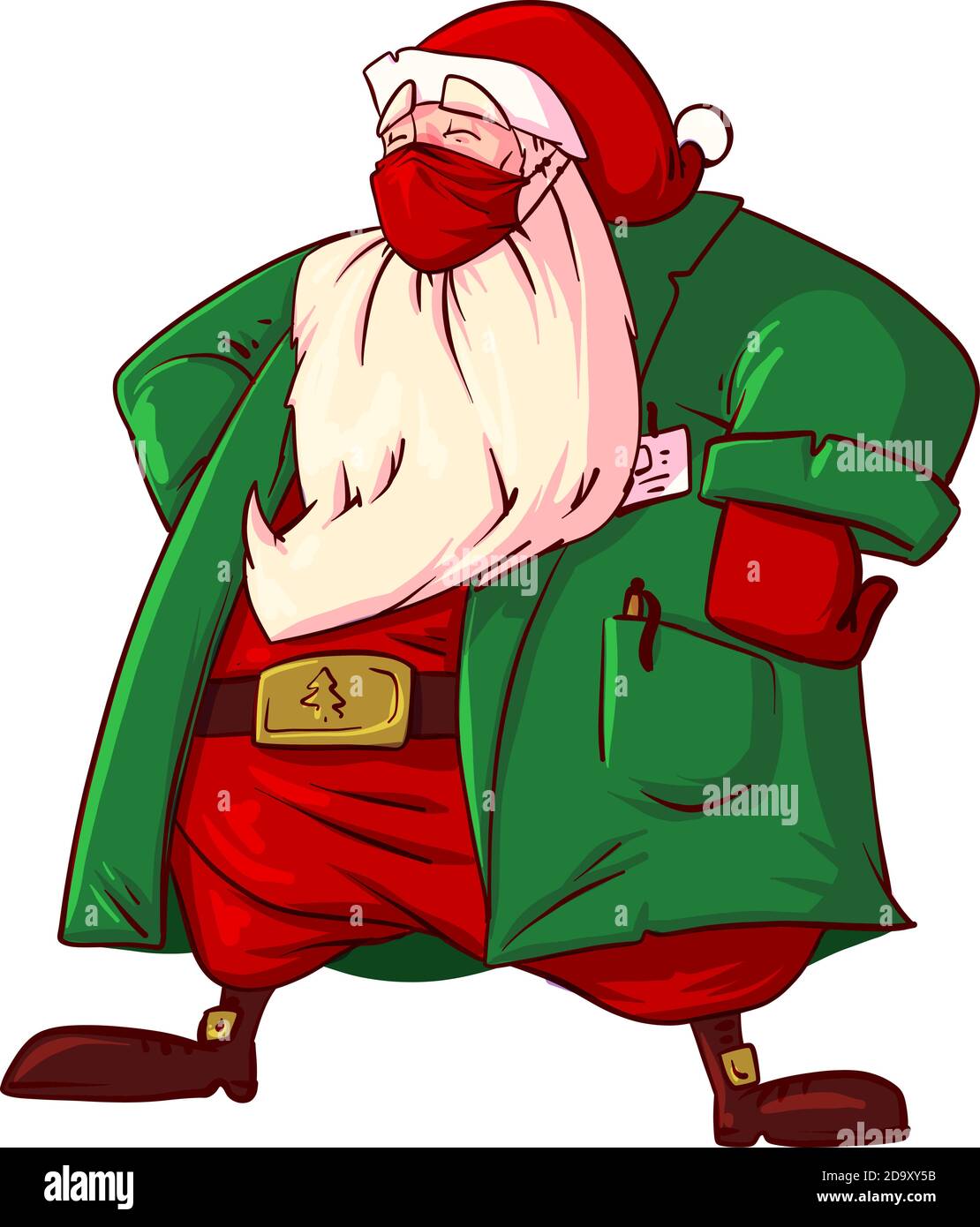 Colorful vector illustration of a cartoon doctor Santa Stock Vector ...