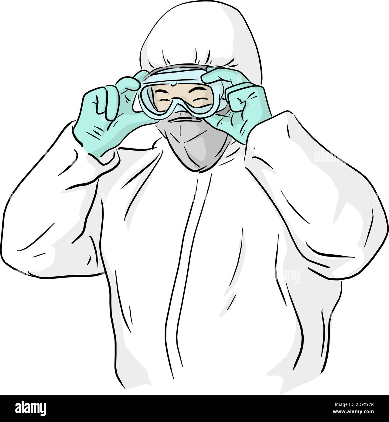 man in ppe suit wearing protective glasses to prevent Covid-19 virus ...