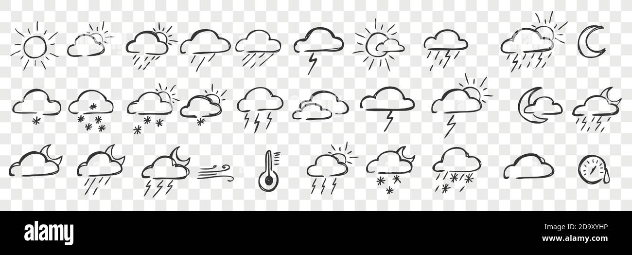 Hand drawn weather conditions doodle set Stock Vector Image & Art - Alamy