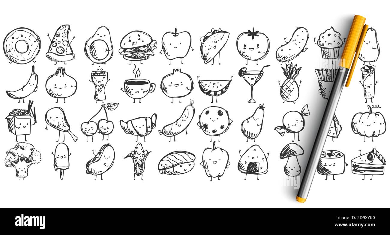 Food doodle set Stock Vector Image & Art - Alamy