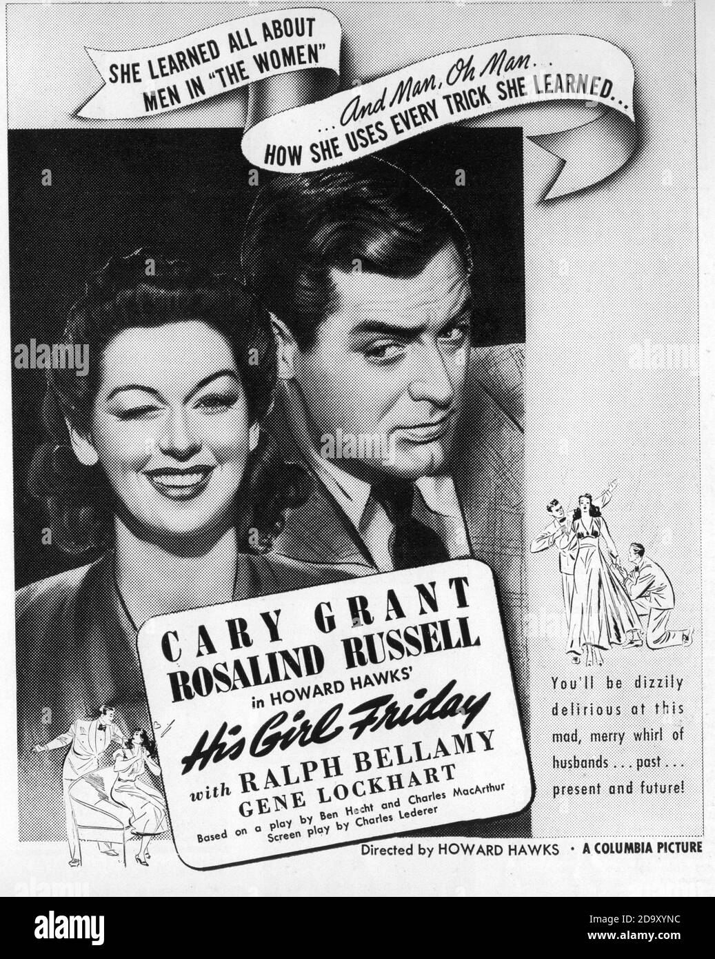 Cary Grant And Rosalind Russell In His Girl Friday 1940 Director Howard