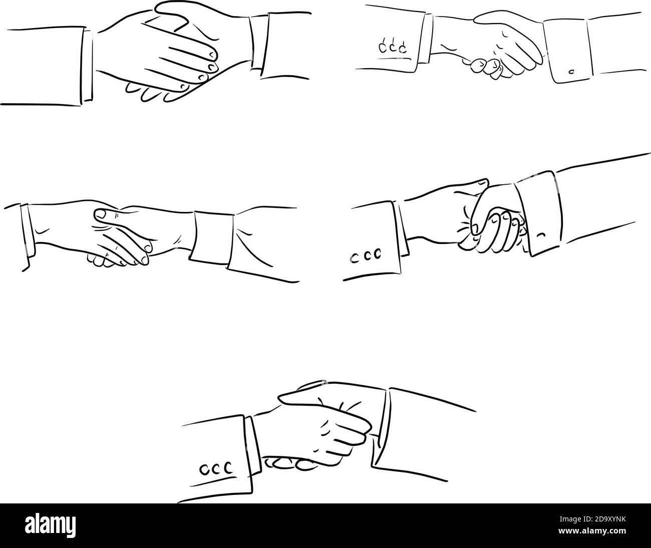set of handshake of businessman vector illustration sketch doodle hand ...