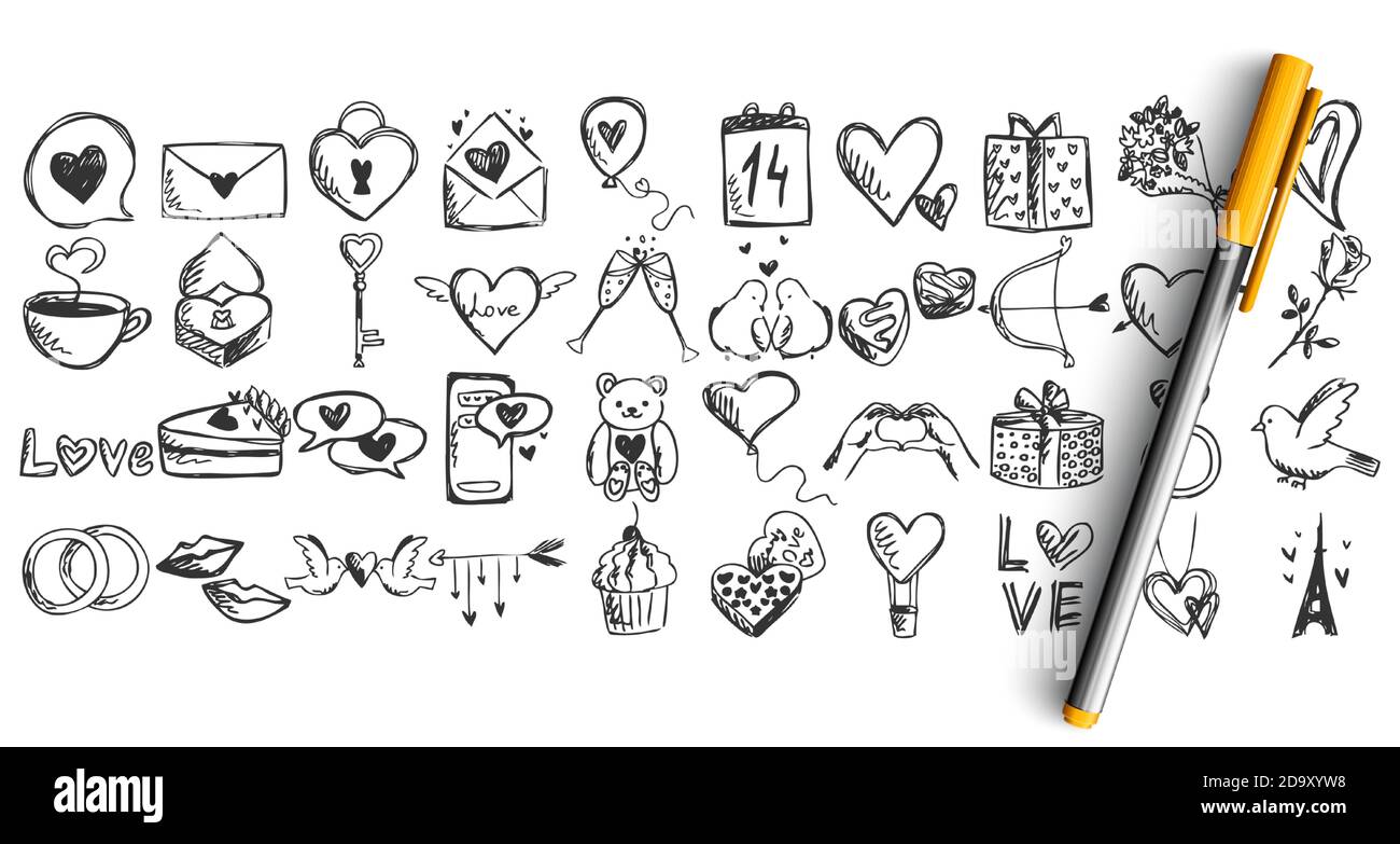 Love doodle set Stock Vector Image & Art - Alamy